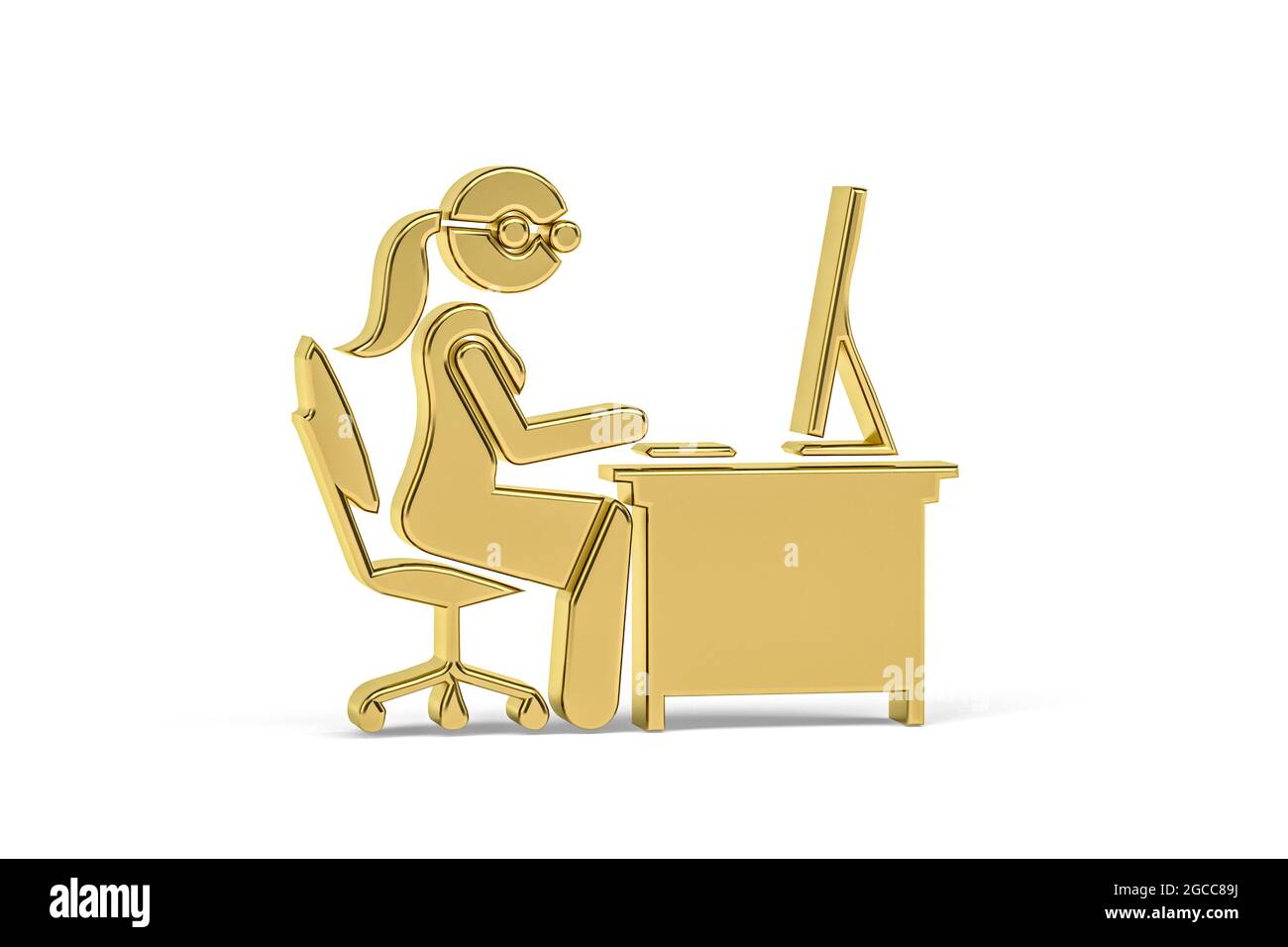Golden 3d secretary icon isolated on white background - 3D render Stock ...