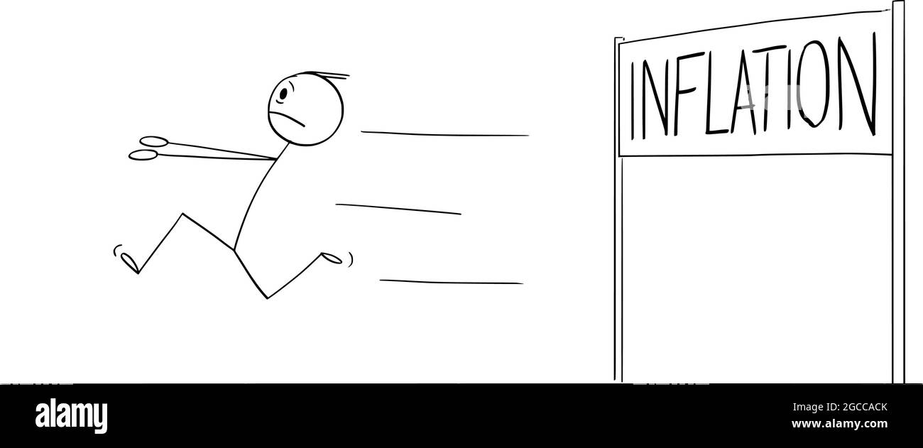 Person or Businessman Running in Fear and Panic from Inflation Sign ...