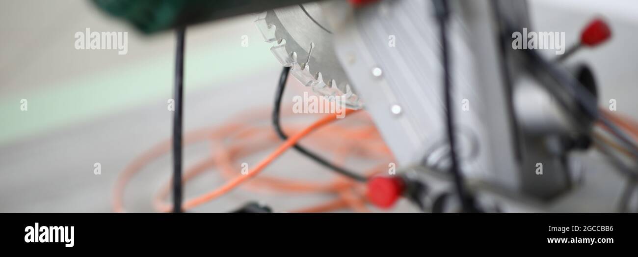 Hand-held circular saw with disc for cutting wood and flooring Stock ...