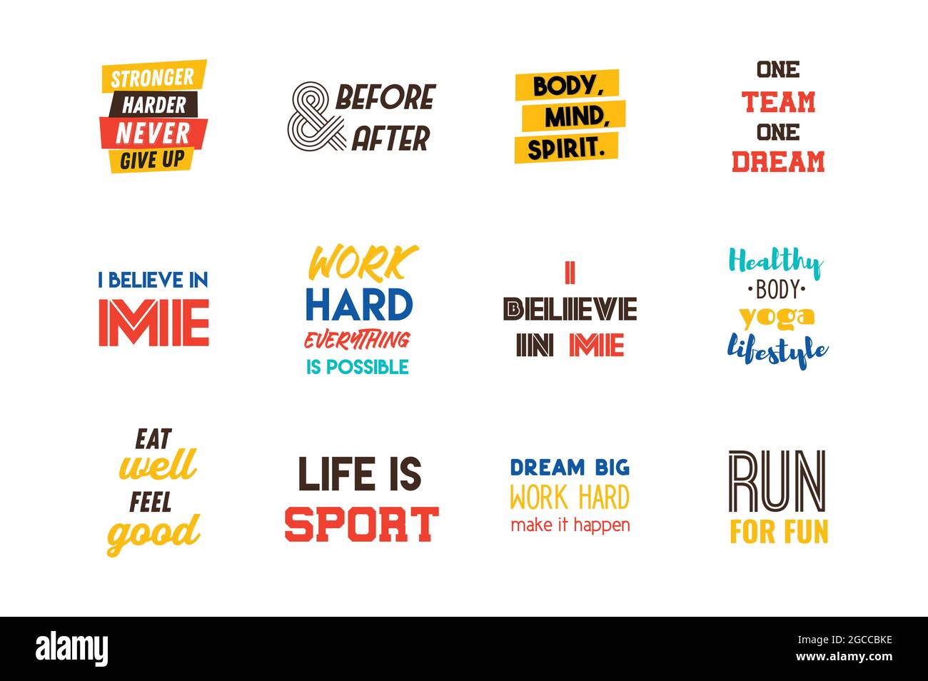 Workout and Fitness Gym Motivation Quote set. Creative Vector ...