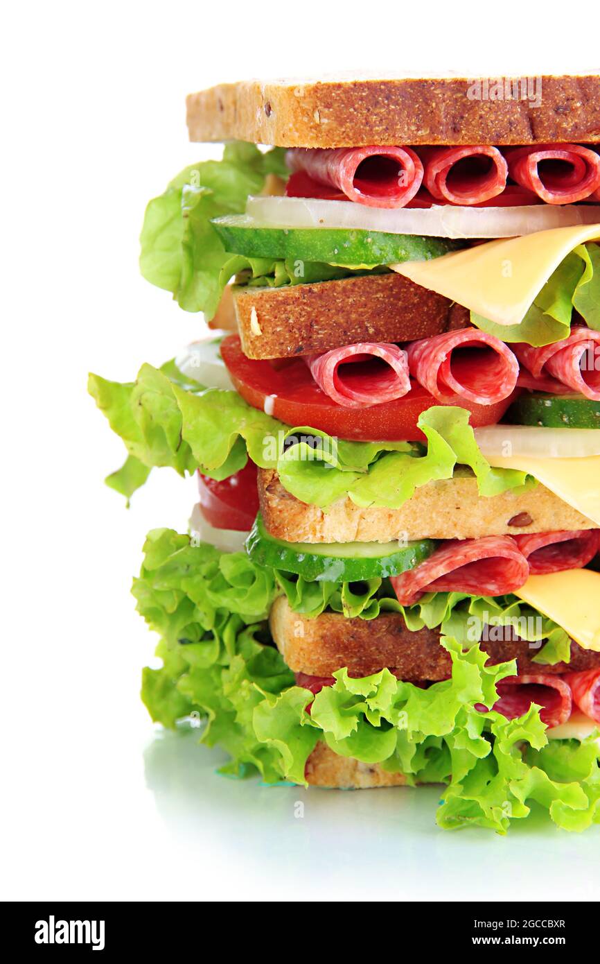 Huge sandwich, isolated on white Stock Photo - Alamy