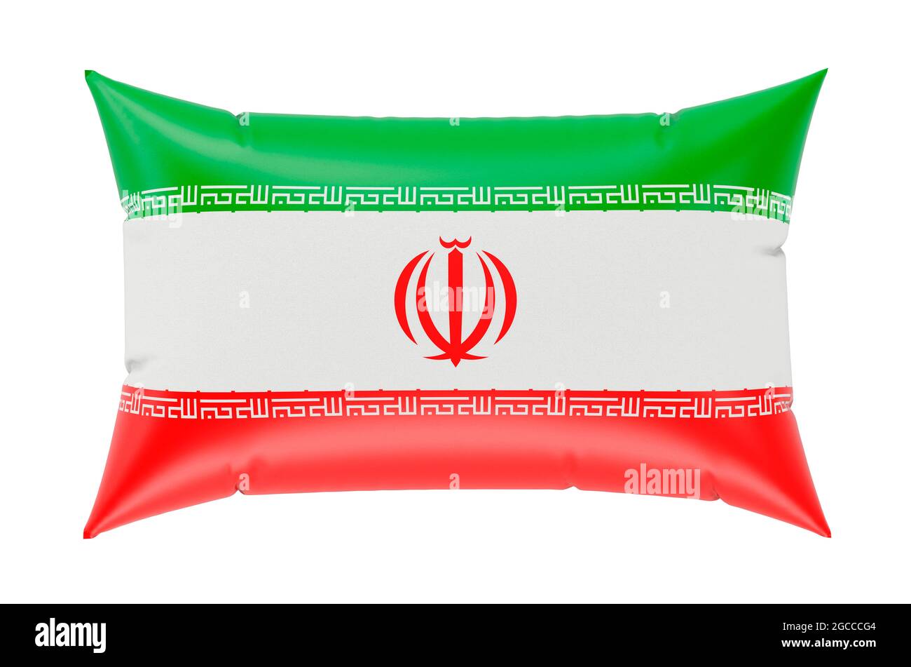 Pillow with Iranian flag, 3D rendering isolated on white background ...