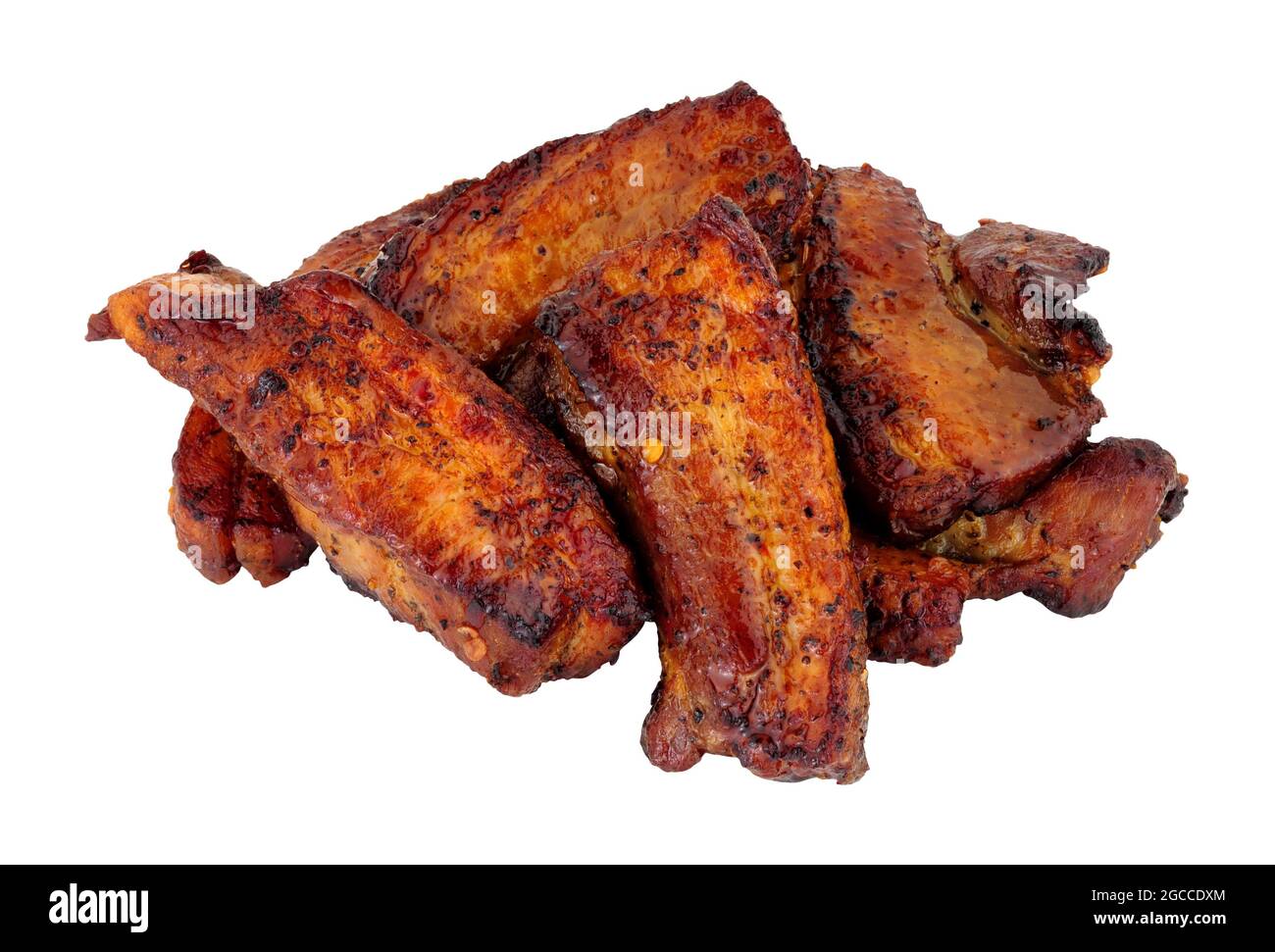 Group of grilled pork belly slices isolated on a white background Stock ...