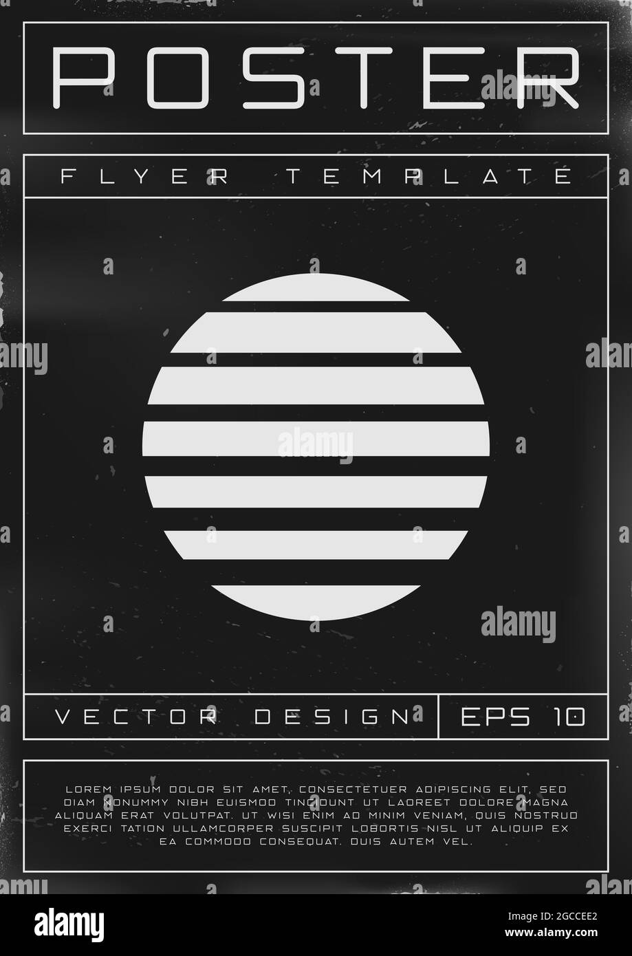 Retrofuturistic poster design with circle shape. Cyberpunk 80s style ...