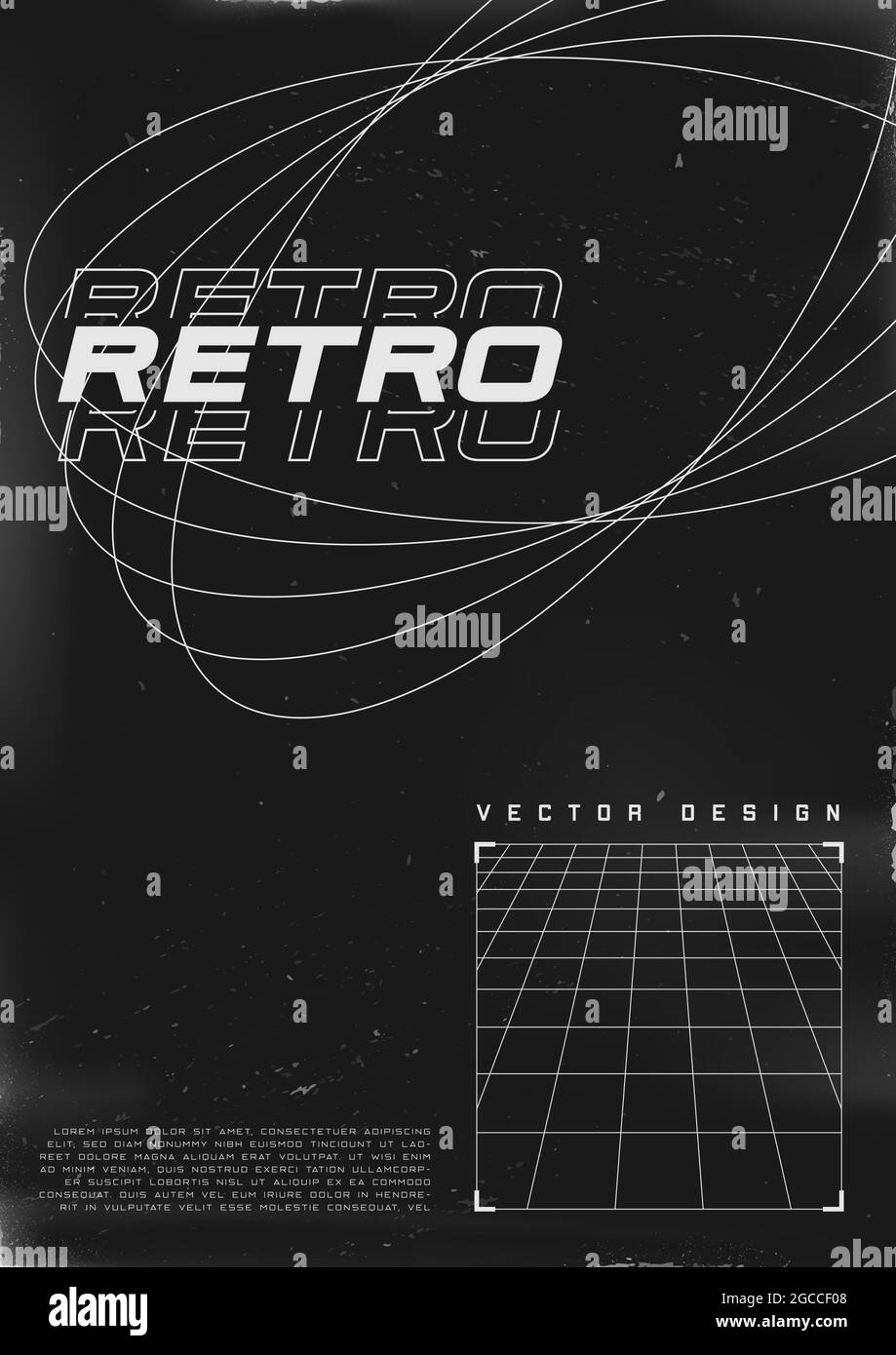 Retrofuturistic poster design. Cyberpunk 80s style poster with ellipse ...