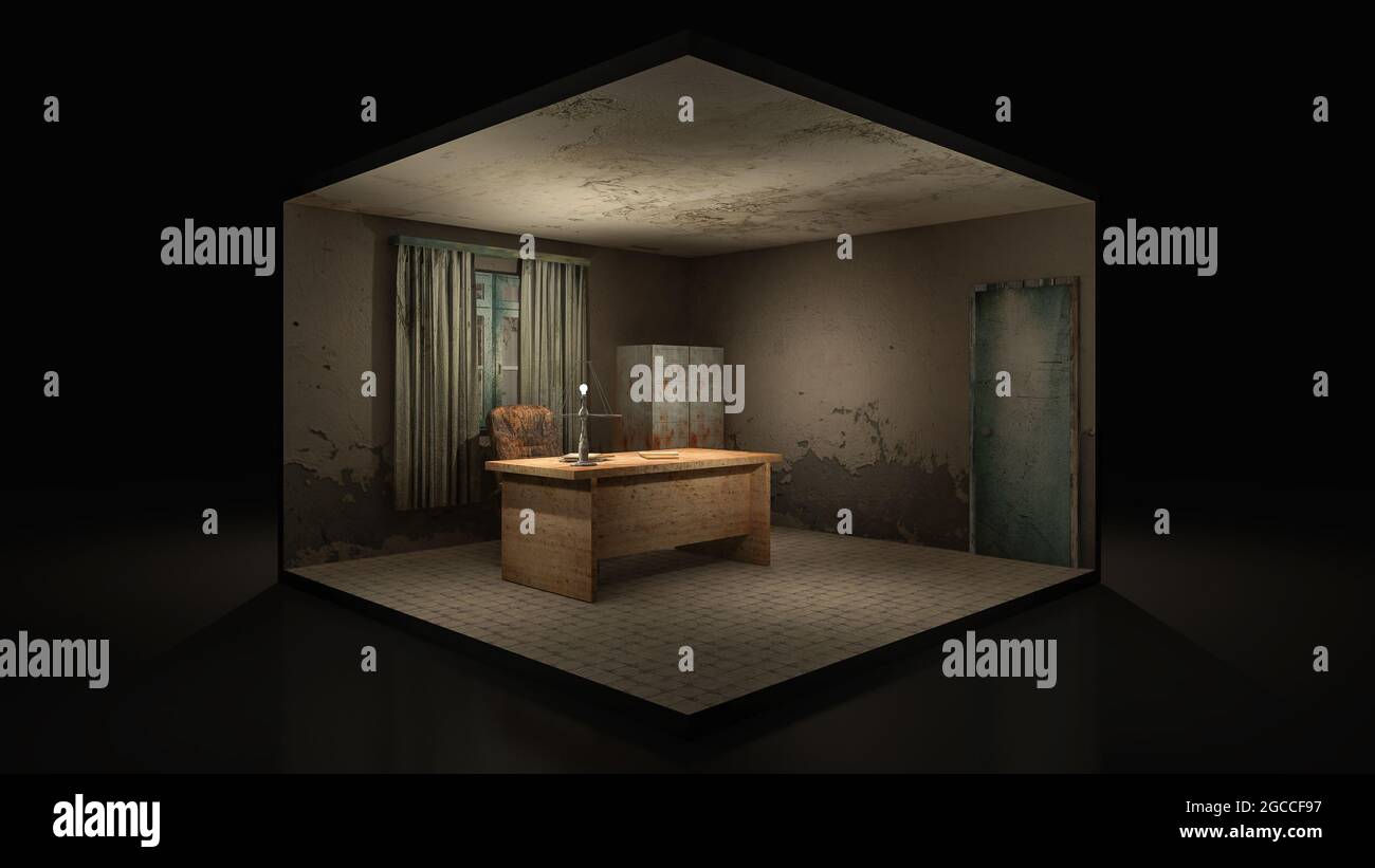 Horror and creepy working room in the hospital .3D rendering.,3d ...