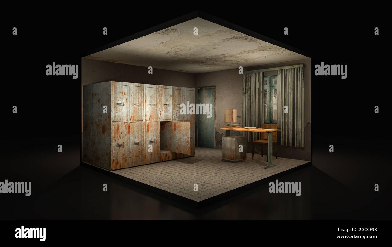 Horror and creepy mortuary in the hospital .3D rendering.,3d ...