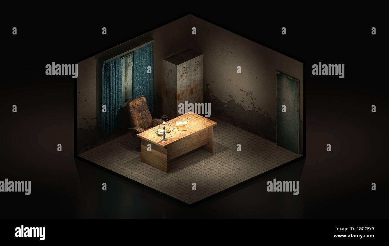 Horror and creepy working room in the hospital .3D rendering.,3d ...