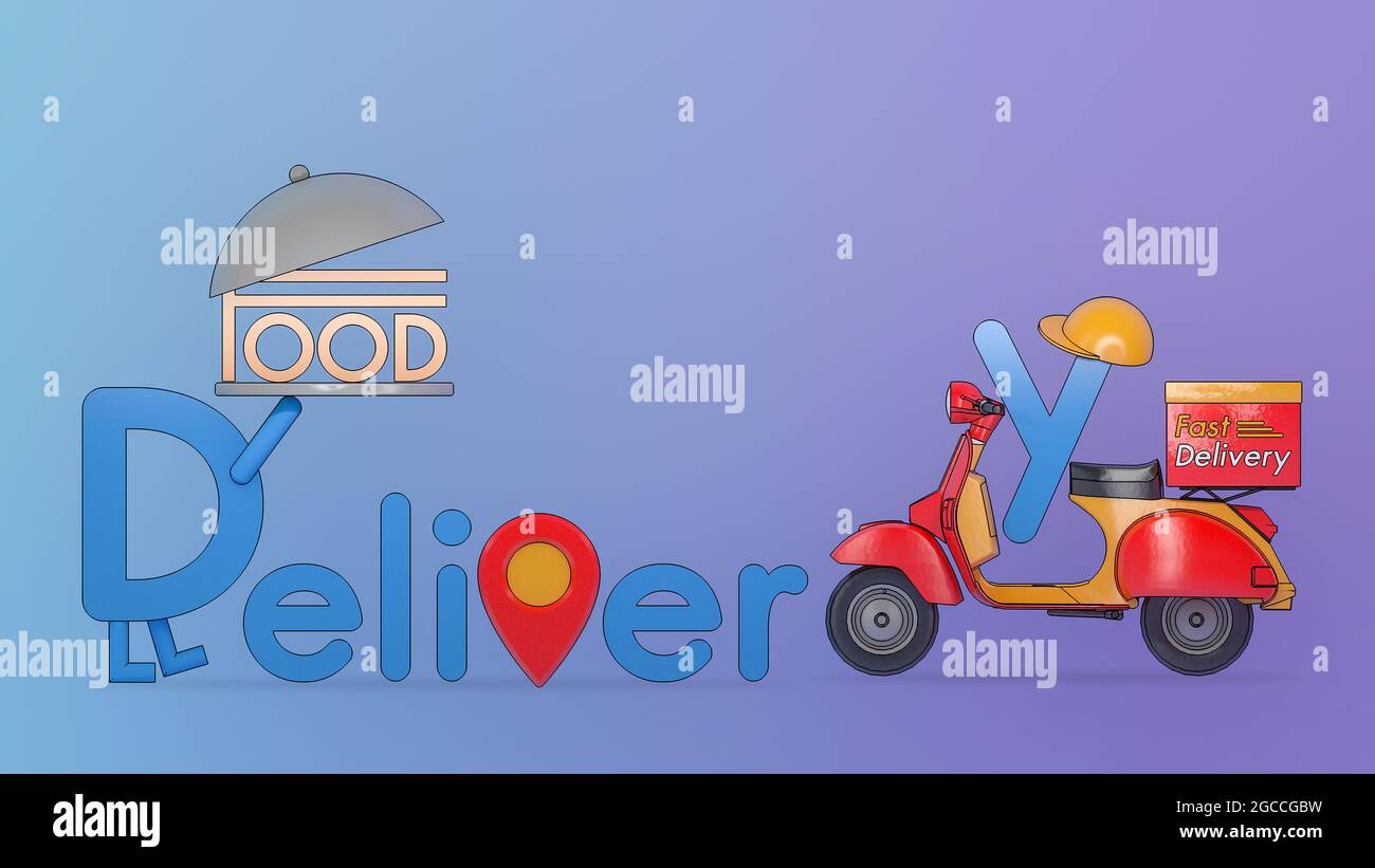 Character cartoon delivery font with scooter.,Concept of fast food ...