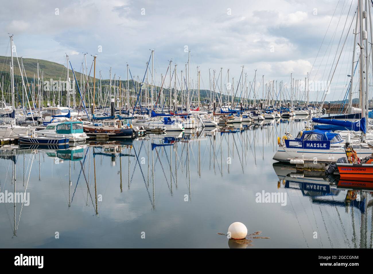 Boats and reflections in Largs Marina, Largs, Scotland Stock Photo - Alamy