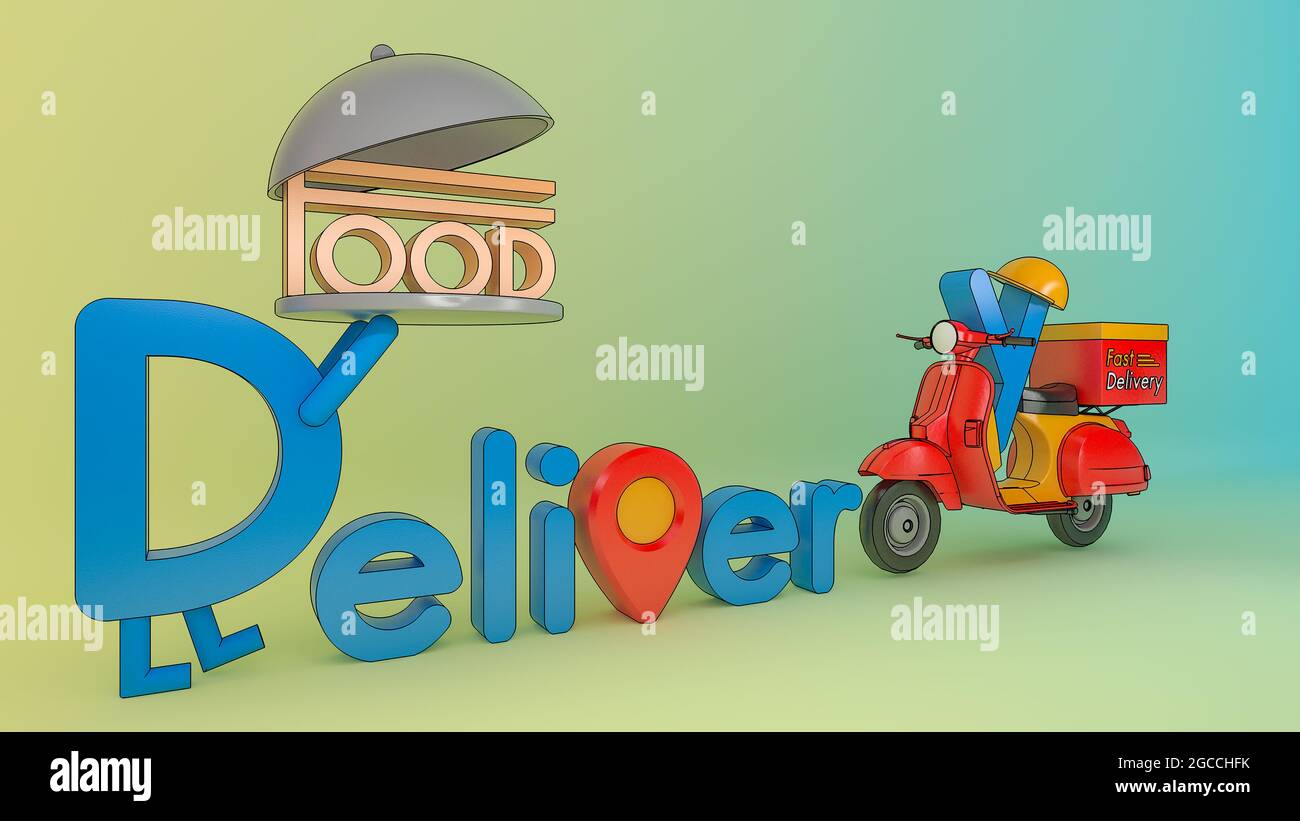Character cartoon delivery font with scooter.,Concept of fast food ...