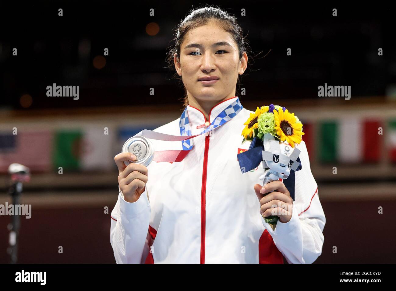 Tokyo, Japan. 8th Aug, 2021. Silver medalist Li Qian of China poses ...