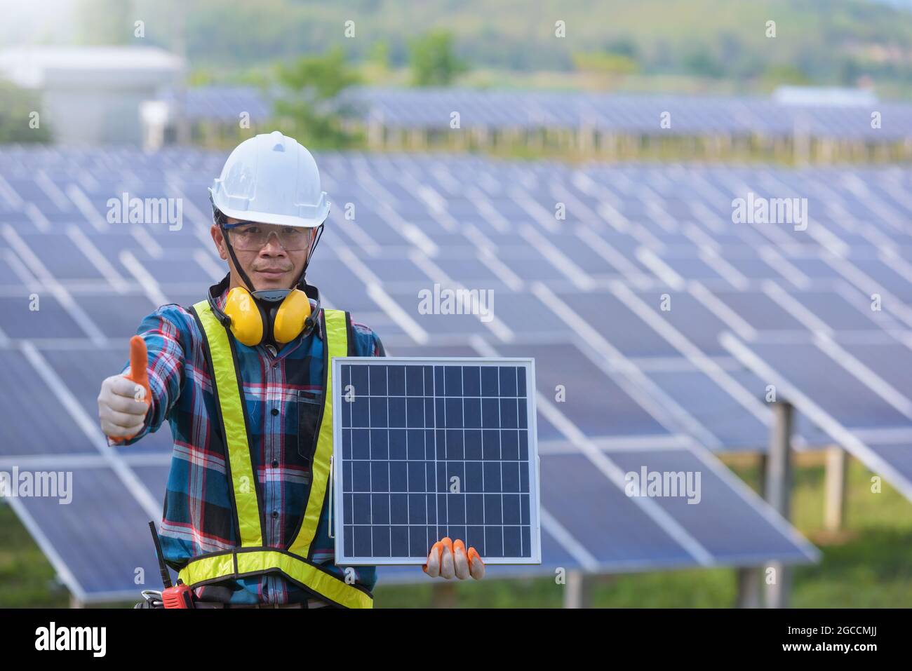 solar power station,Solar panels with technician,Future electrical ...