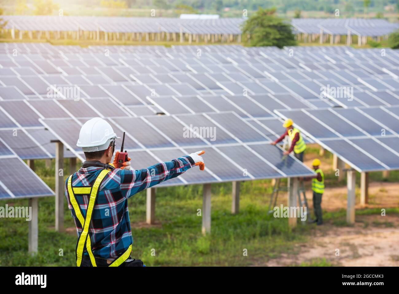 Technician working in solar plant hi-res stock photography and images ...