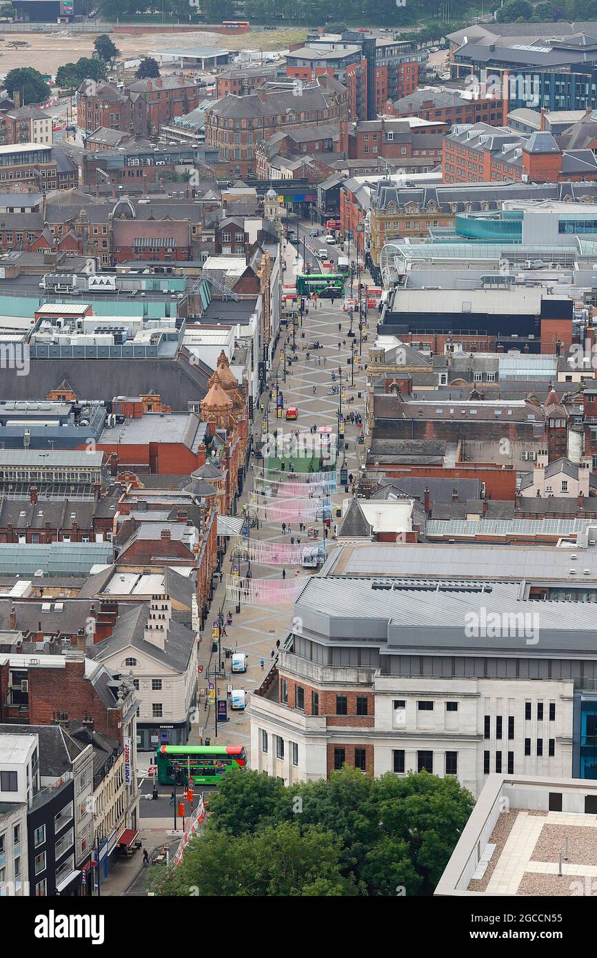 The view across Briggate in Leeds from the top of Altus House which ...