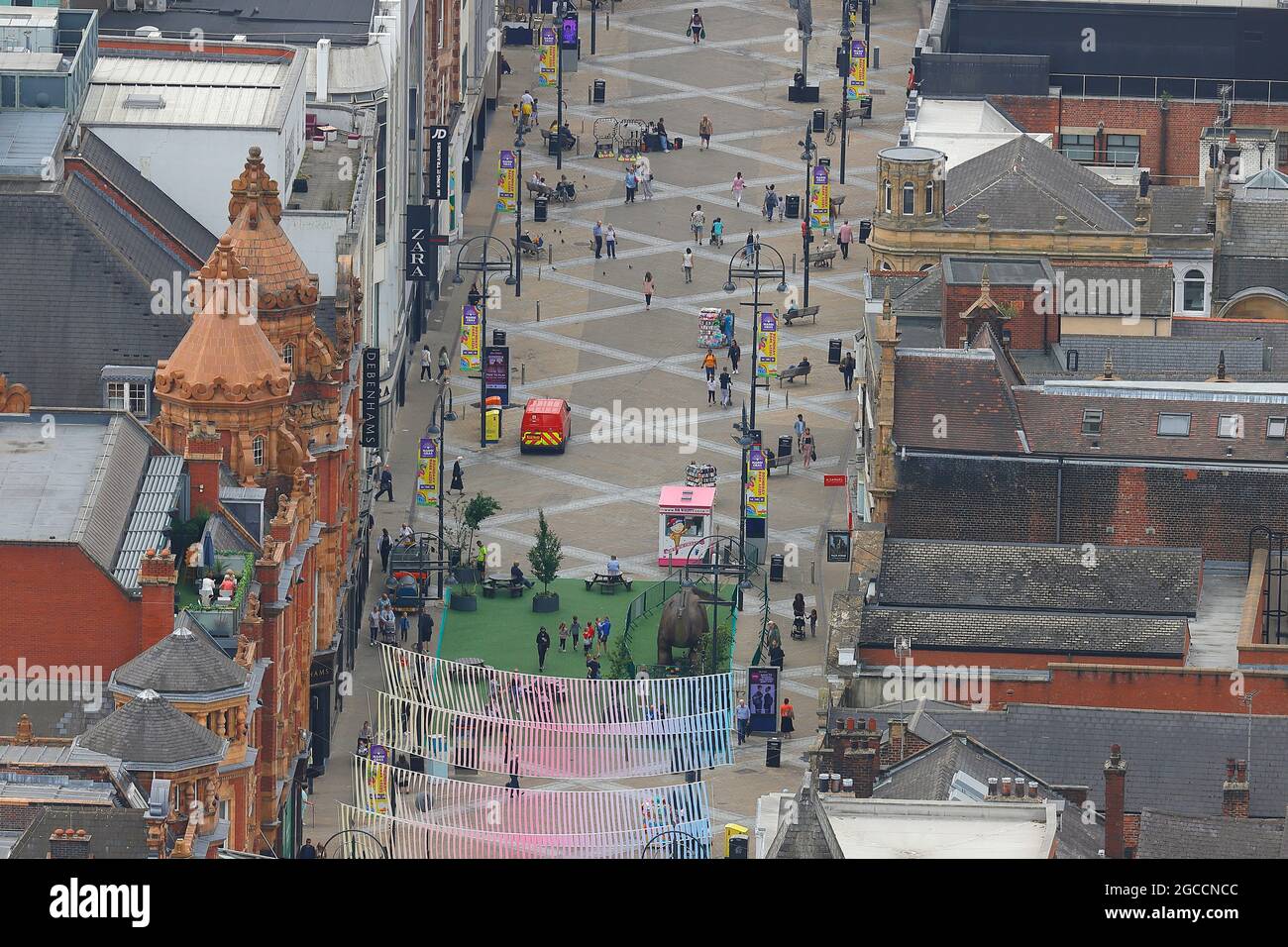 The view across Briggate in Leeds from the top of Altus House which ...
