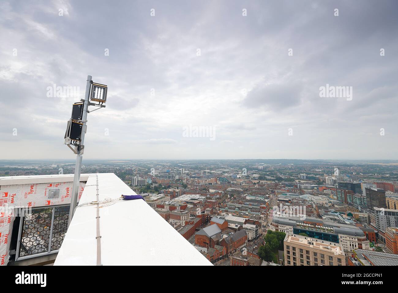 White aviation warning lights on top of Yorkshire's tallest building ...