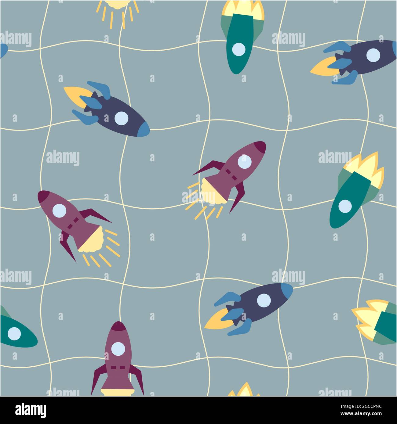 Cute rocket seamless pattern. Design element for textile, prints for ...