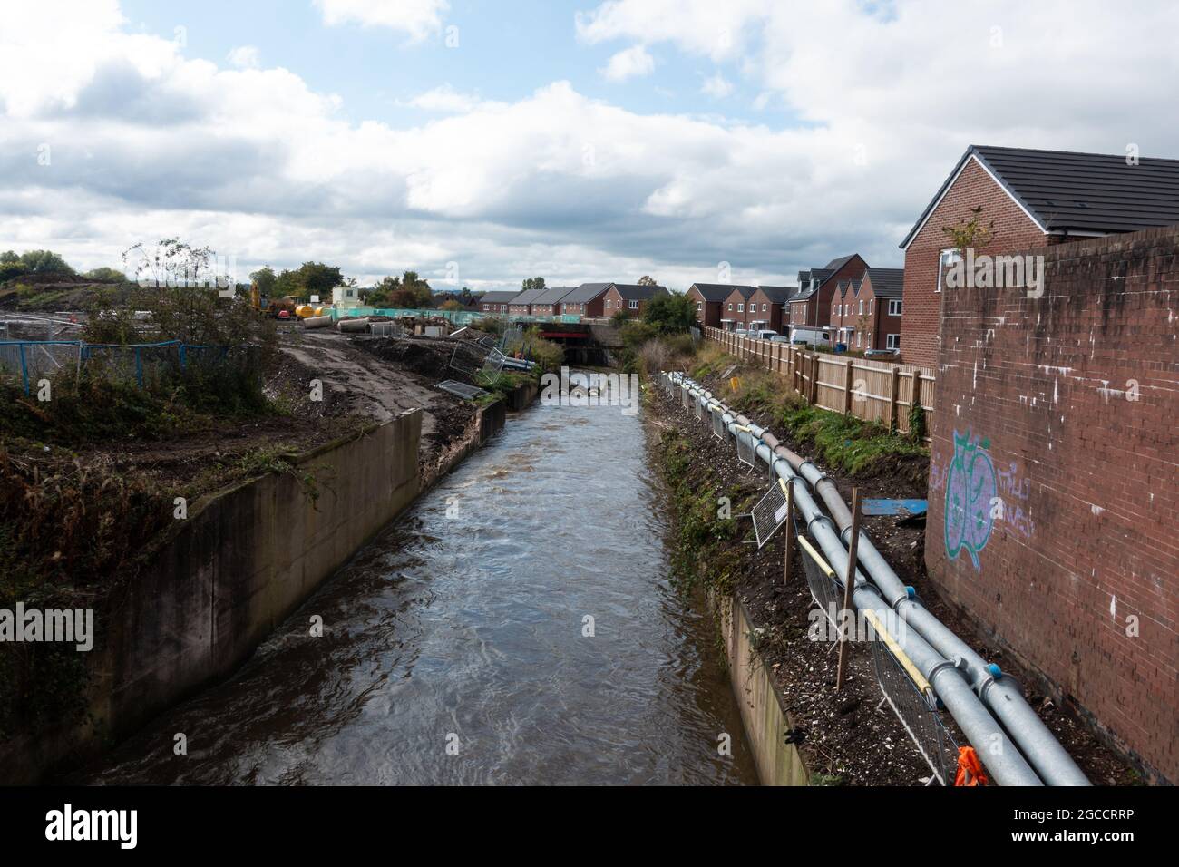 River Trent re-routing in a new naturalised channel between Stoke town ...