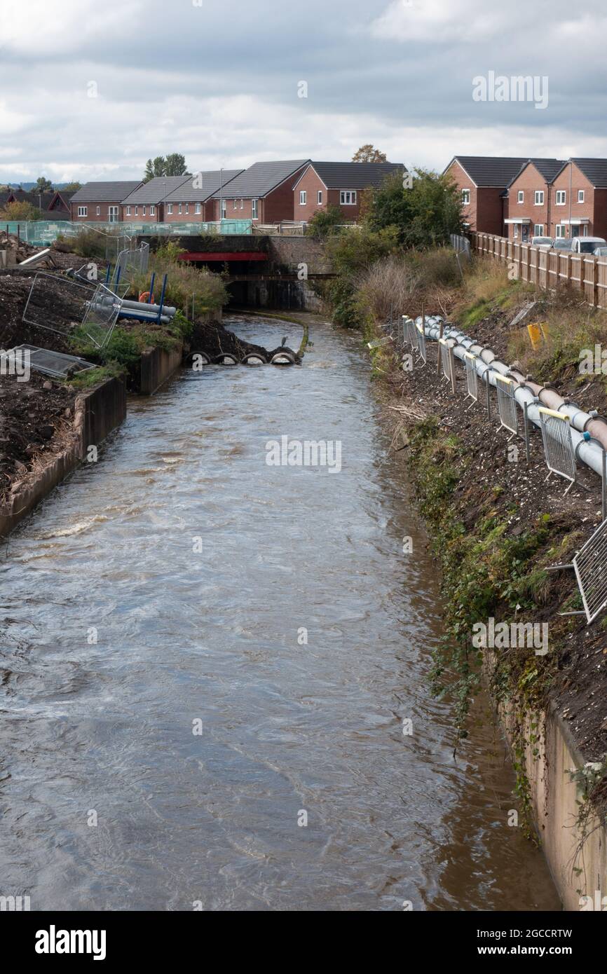 River Trent re-routing in a new naturalised channel between Stoke town ...