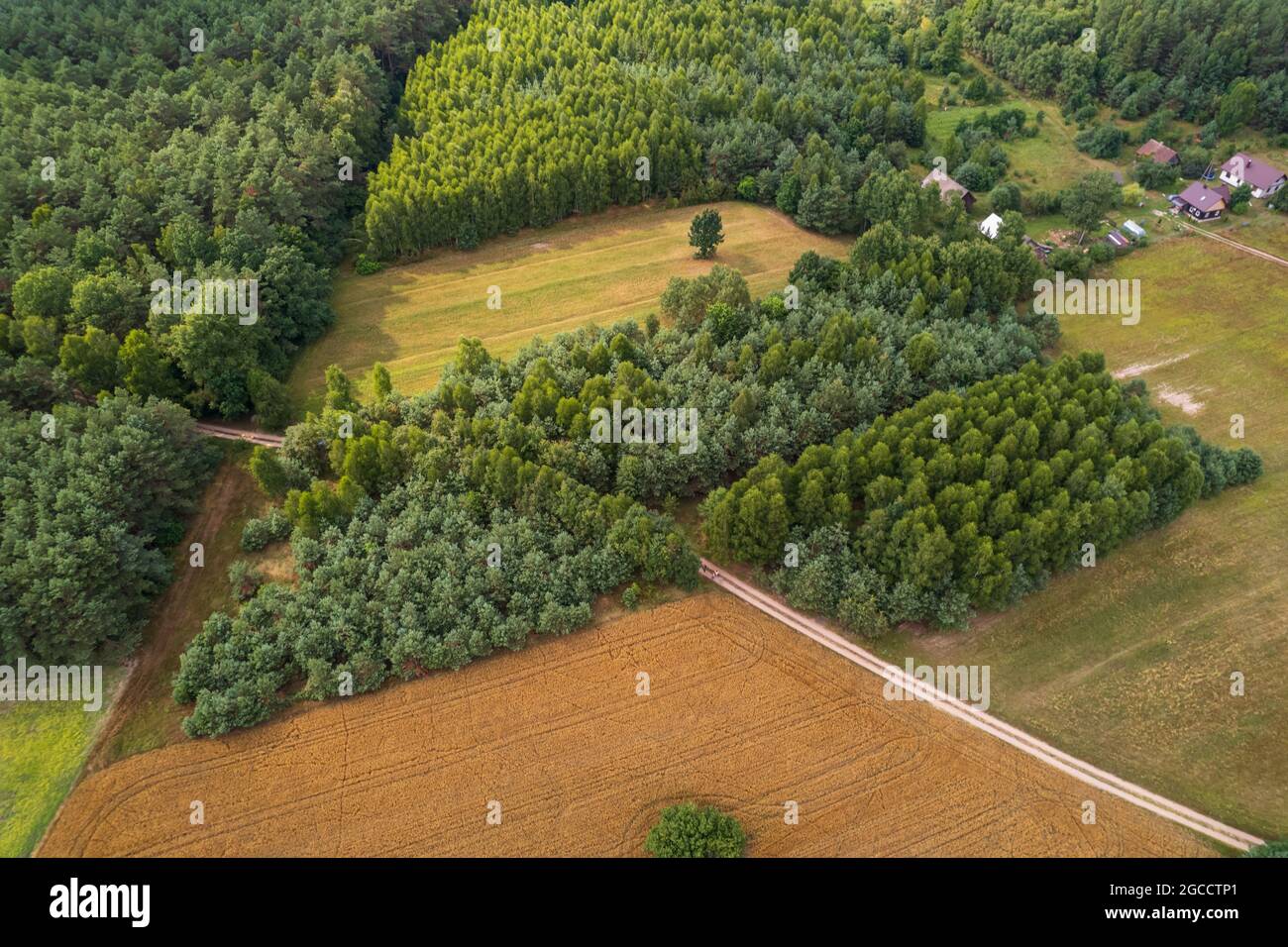 Aerial view of fields on polish countryside Stock Photo - Alamy