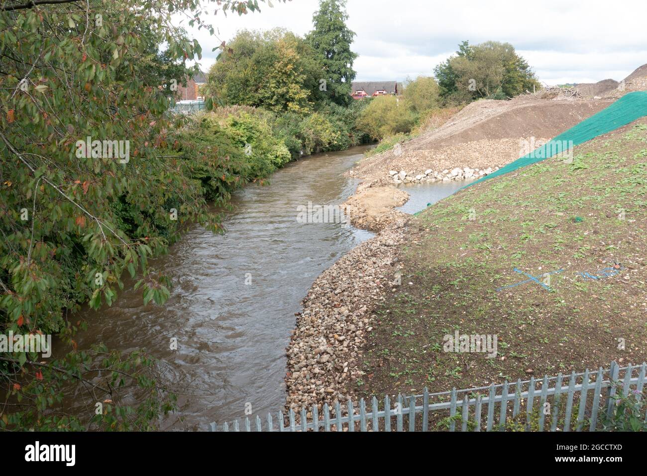 River Trent re-routing in a new naturalised channel between Stoke town ...