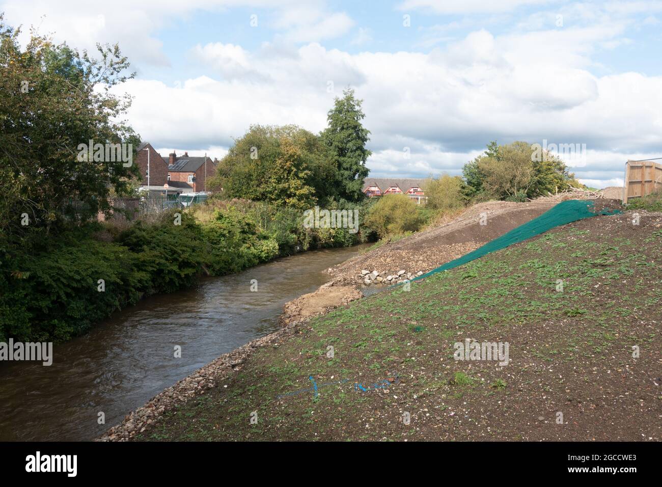River Trent re-routing in a new naturalised channel between Stoke town ...