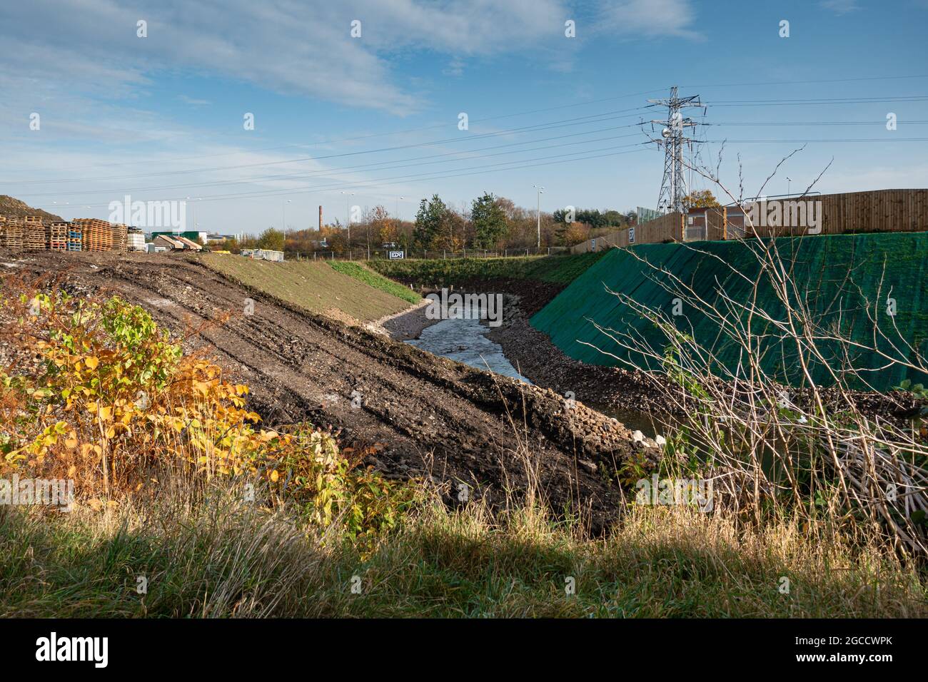 River Trent re-routing in a new naturalised channel between Stoke town ...
