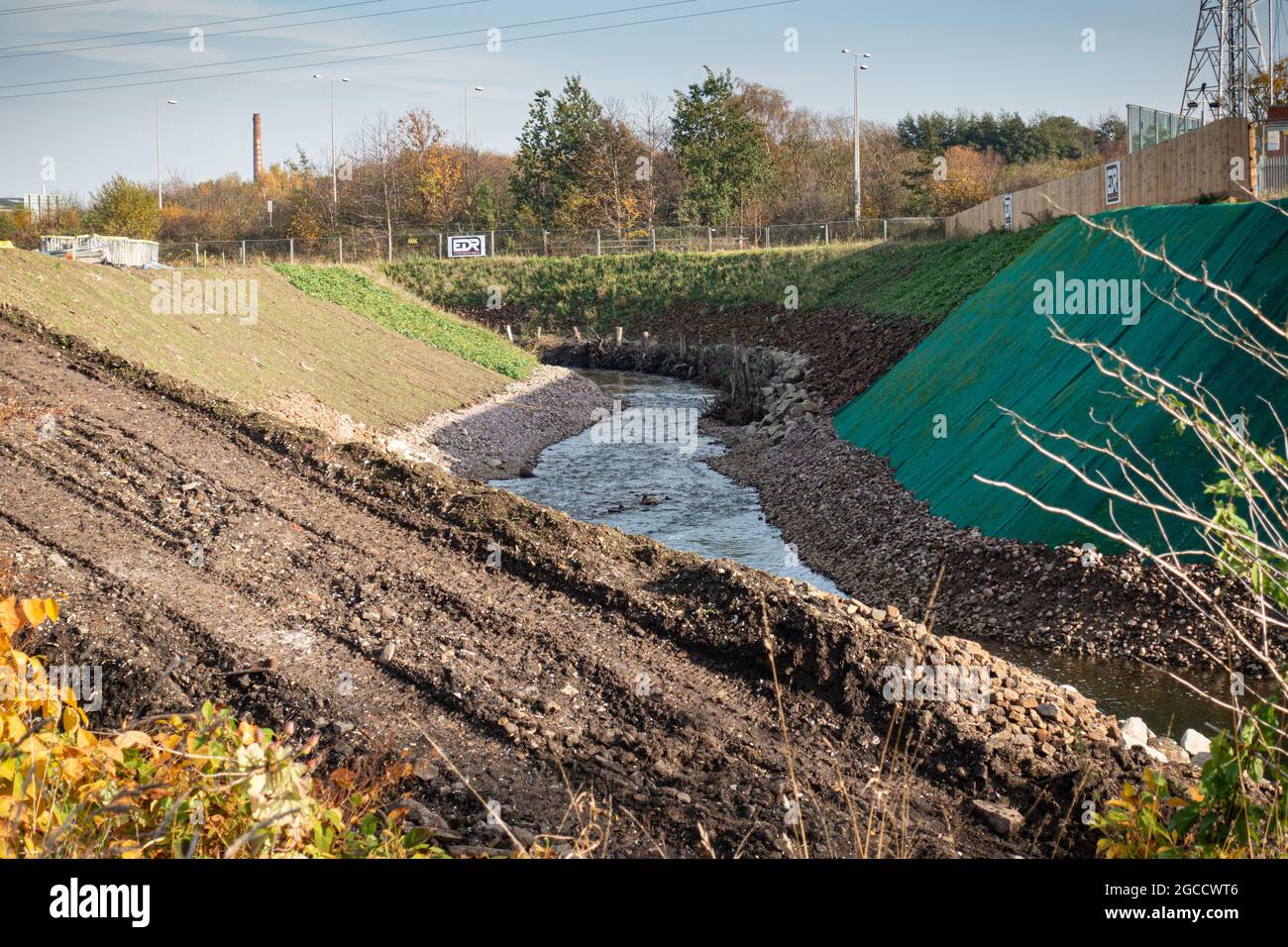 River Trent re-routing in a new naturalised channel between Stoke town ...