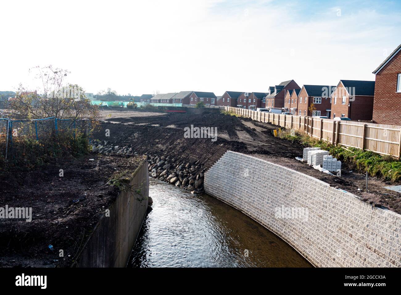 River Trent re-routing in a new naturalised channel between Stoke town ...