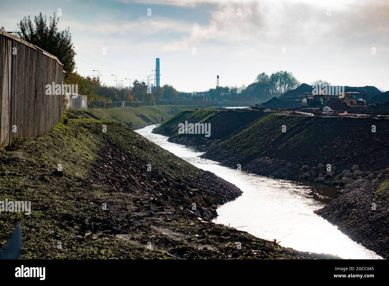 River Trent re-routing in a new naturalised channel between Stoke town ...
