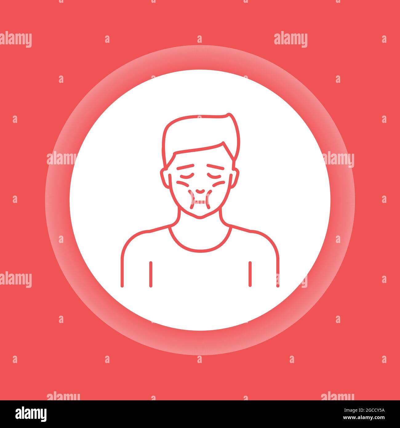 Face swelling color button icon. Allergy symptom. Pictogram for web ...