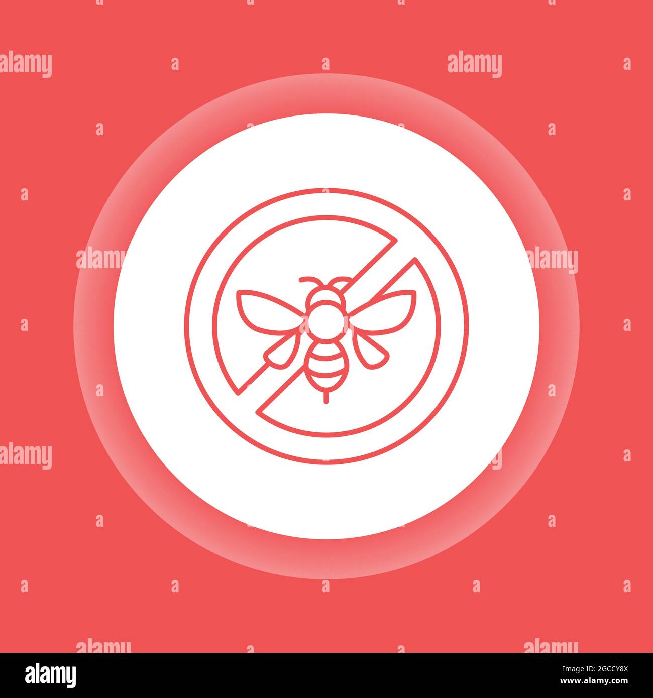 Insect allergy color button icon. Beetle bite reaction. Isolated vector ...