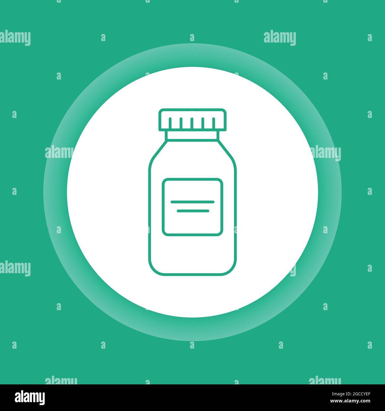 Pill bottle color button icon. Pharmaceutical product. Pictogram for ...