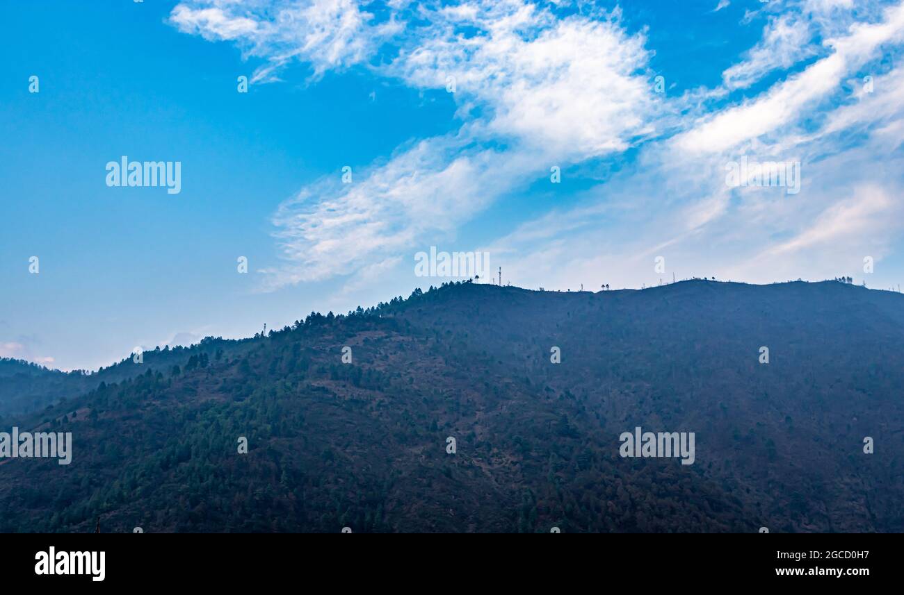 mountains shadow with bright blue sky at morning from flat angle Stock ...