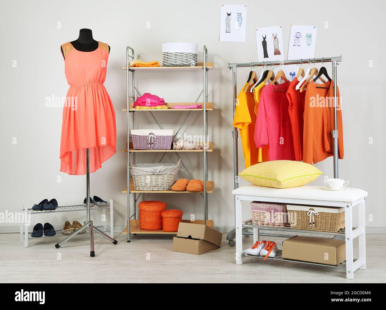 Women wardrobe in sunny colors Stock Photo - Alamy