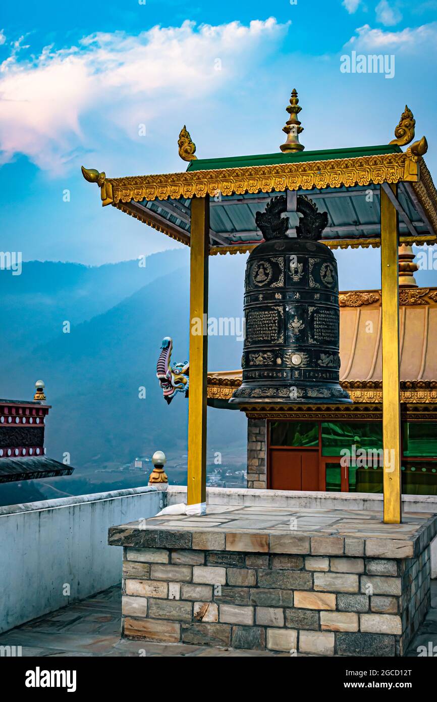 buddhist monastery holy bell at morning from flat angle image is taken ...