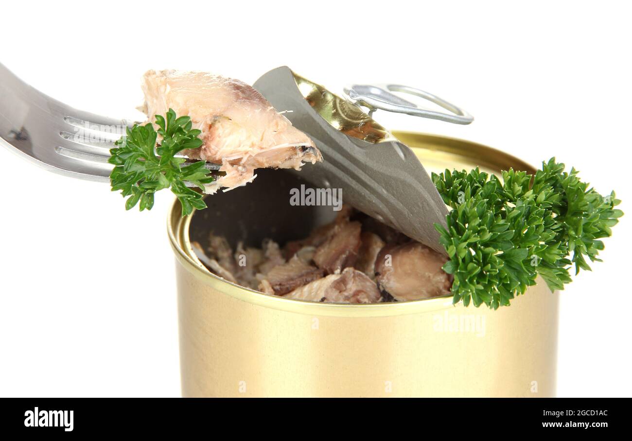 Open tin can, isolated on white Stock Photo - Alamy
