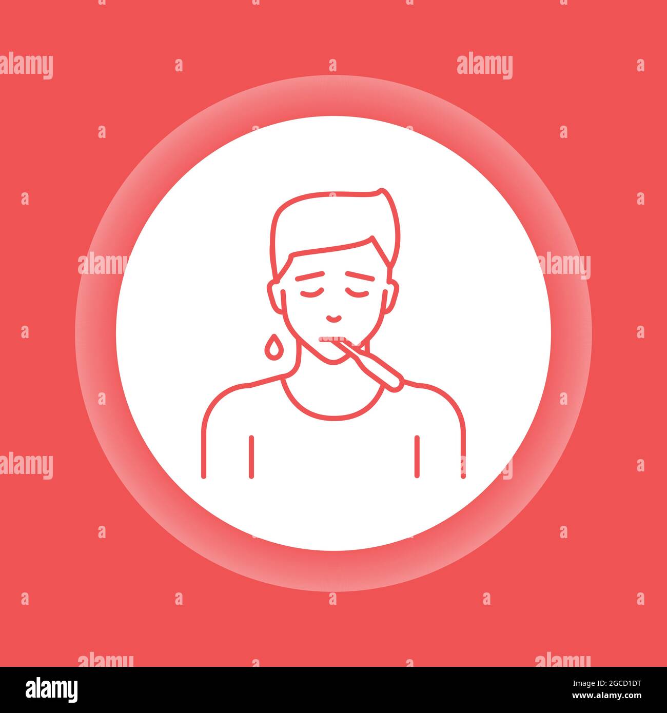High fever color button icon. Flu, allergy symptom. Pictogram for web ...