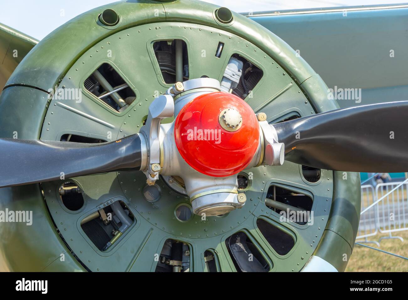 Propeller and engine of historical vintage airplane Stock Photo - Alamy