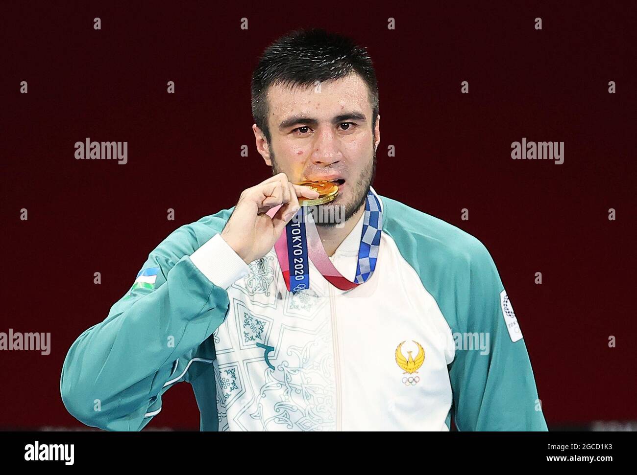 Tokyo, Japan. 8th Aug, 2021. Bakhodir Jalolov of Uzbekistan poses ...