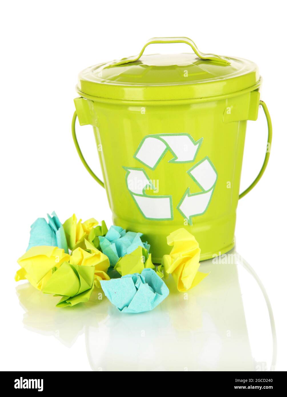 Recycling bin isolated on white Stock Photo - Alamy