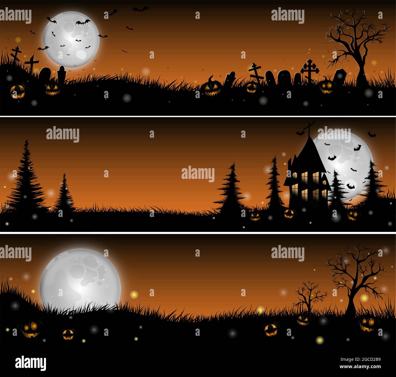 Set of three colorful halloween banners. Vector illustration Stock ...