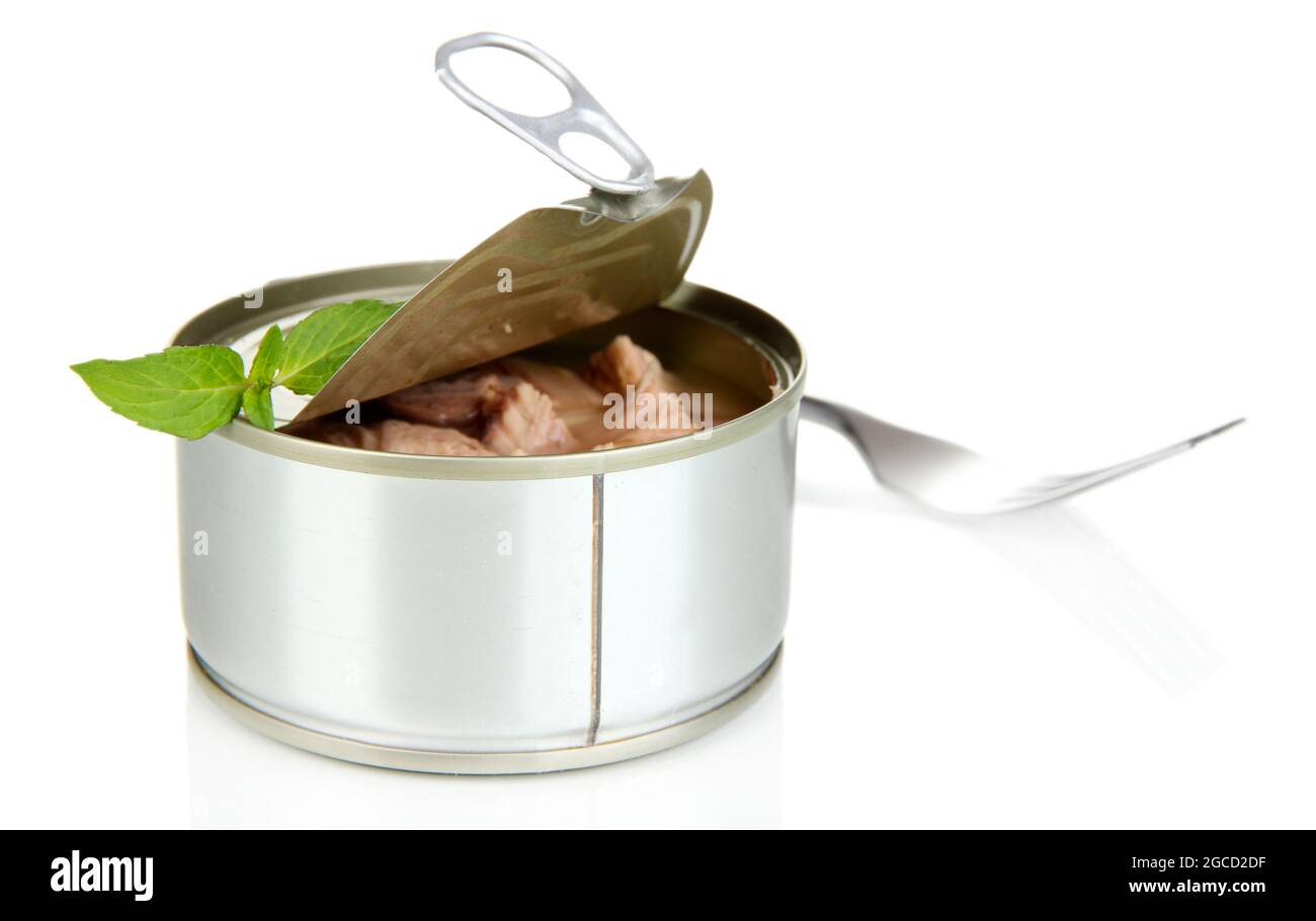 Open tin can, isolated on white Stock Photo - Alamy