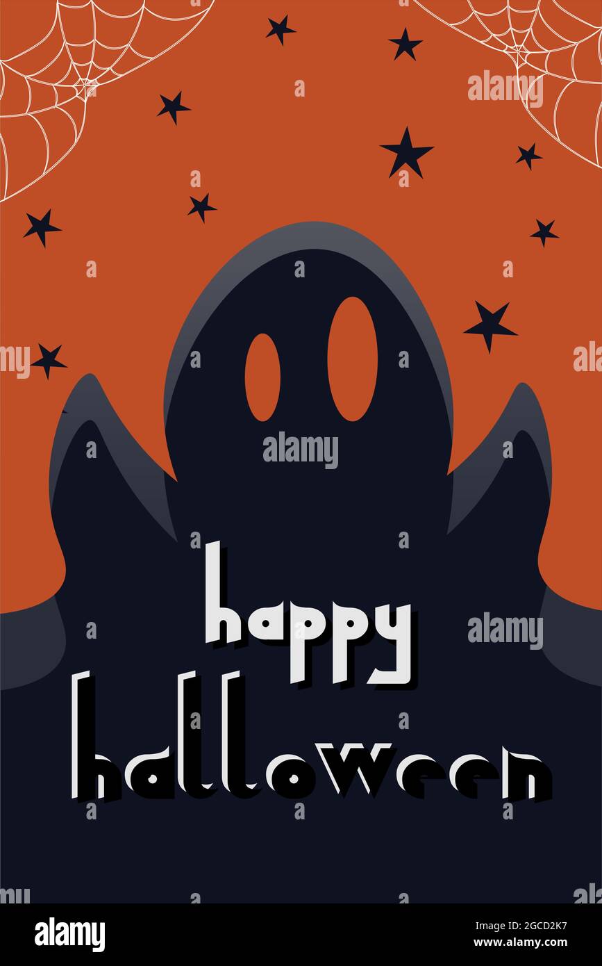 Halloween banner with ghost and congratulations. Vector illustration ...