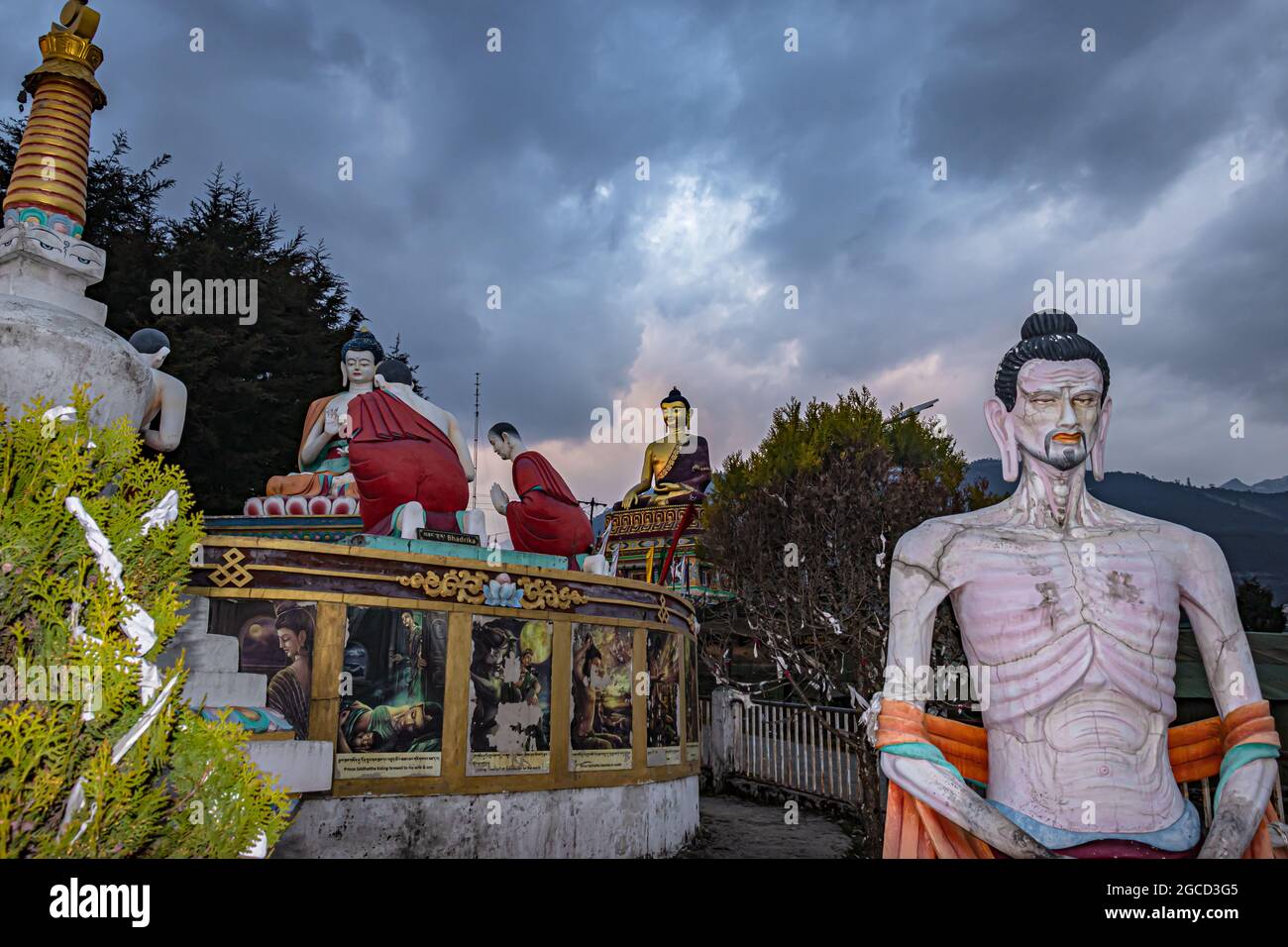 buddha skeleton statue sitting in meditation posture with giant buddha ...
