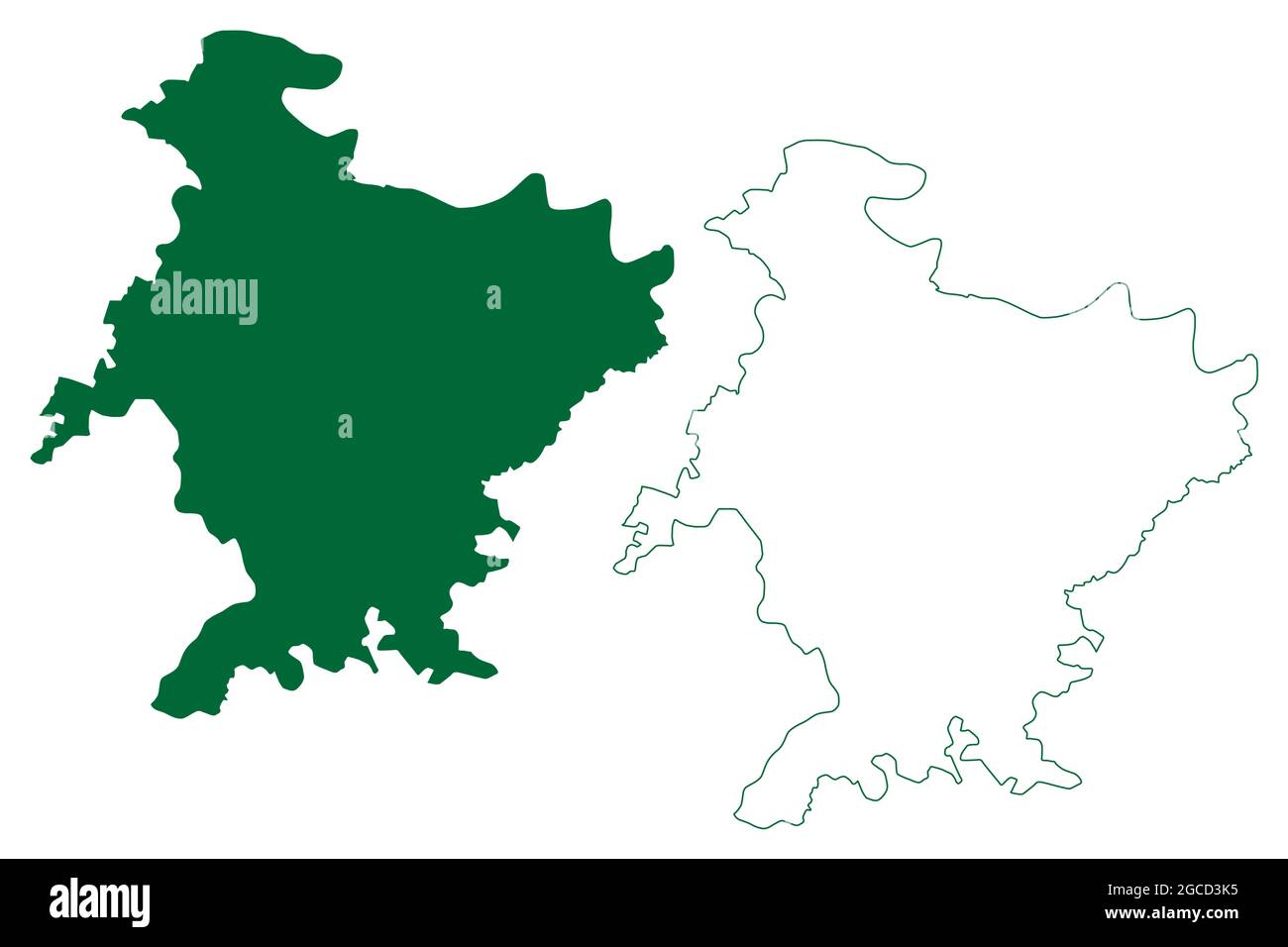 Banda district (Uttar Pradesh State, Republic of India) map vector ...