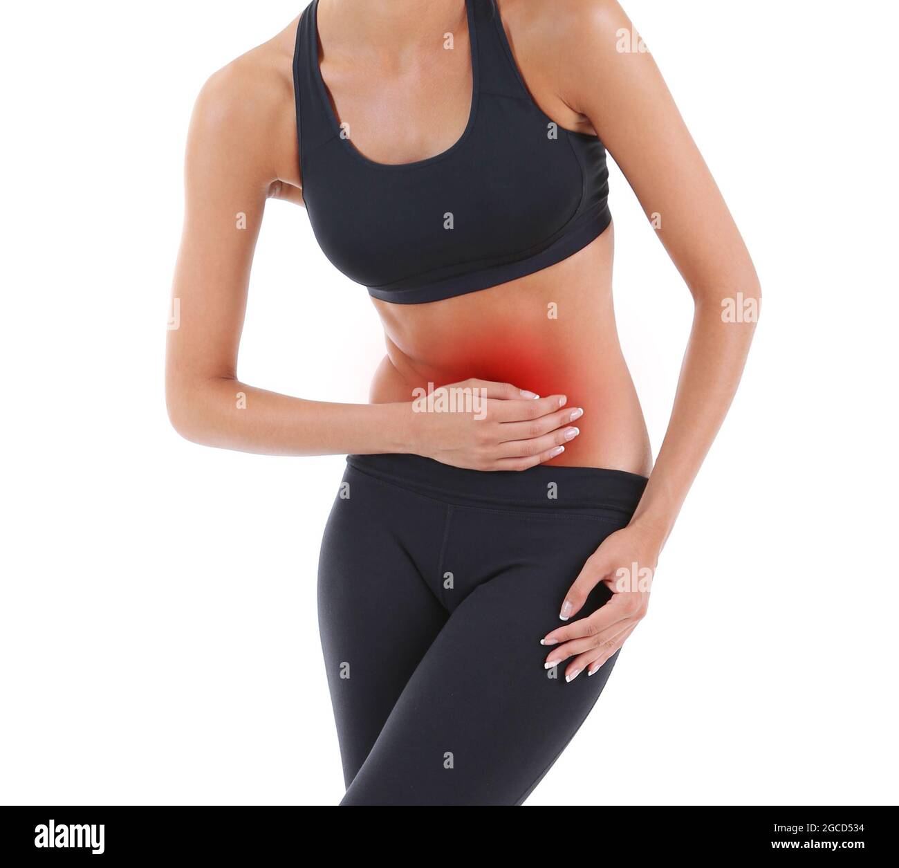 Abdominal pain isolated on white Stock Photo - Alamy