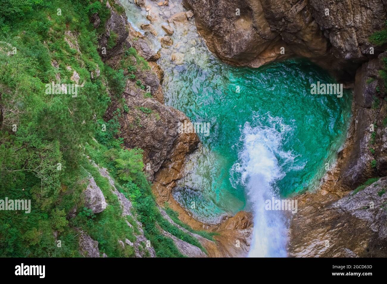The waterfall view from the Marienbrucke Bridge in Germany a trail that ...