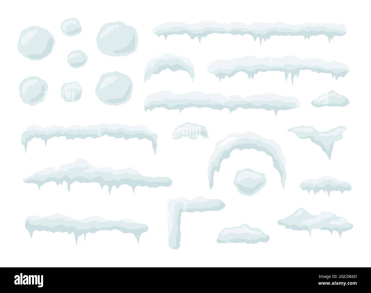 Snow vector caps. Snowballs and snowdrifts set. Snow cap vector ...